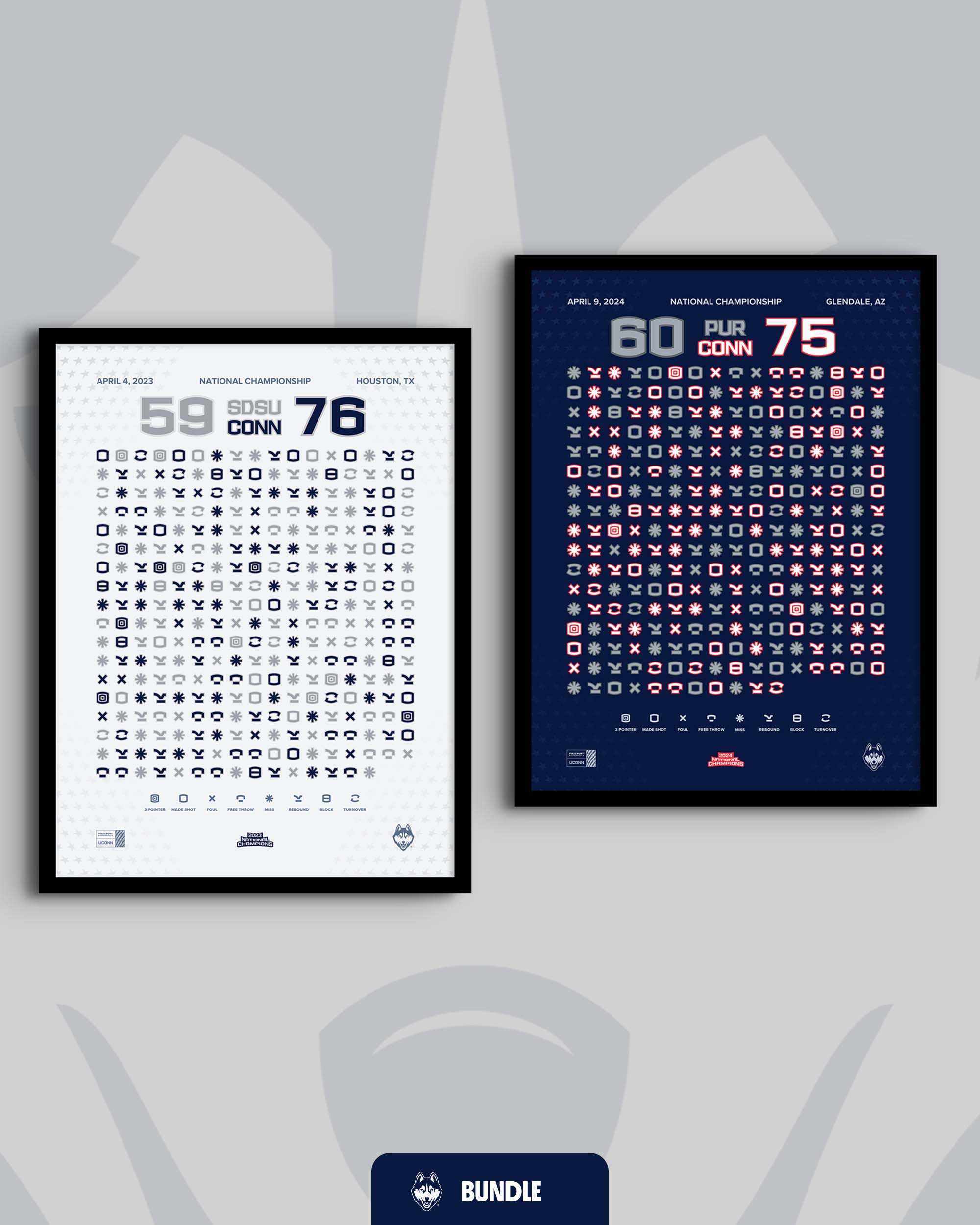 UConn Back-to-Back Champions Bundle (2023 & 2024) | Gameprints ...